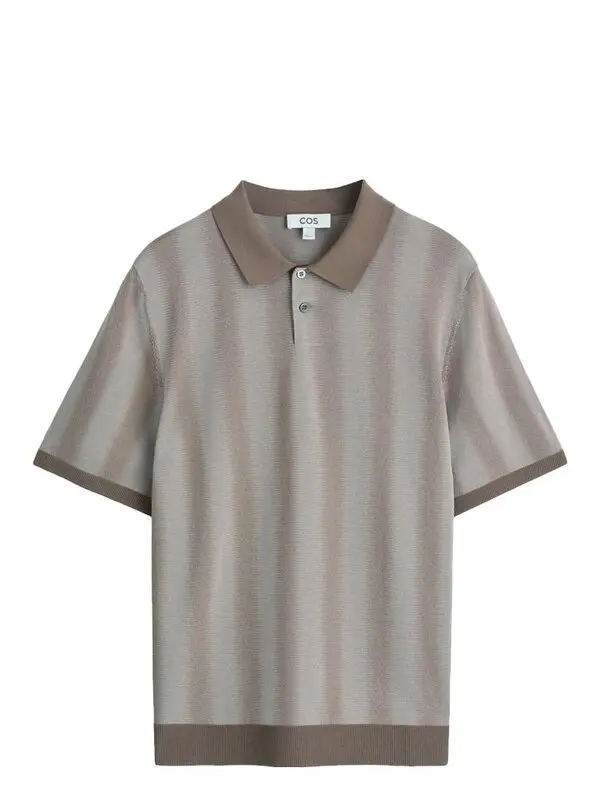 Cos Diffused-stripe Knit Polo Shirt - Brown