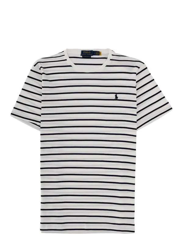 Polo Ralph Lauren Cotton Tshirt With Striped Pattern - White