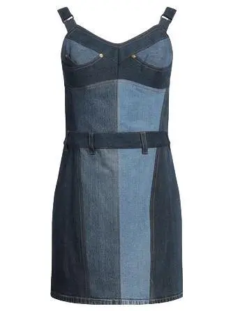 MARINE SERRE Mini Denim Patchwork Dress - Blue