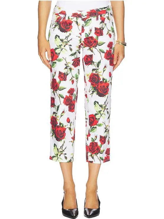 L'Agence Blaine Printed Stovepipe Jeans - White & Red Romantic Rose