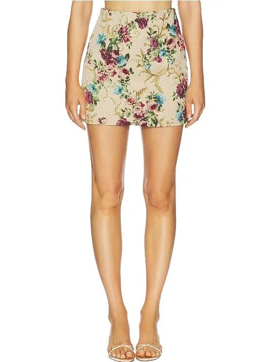 L'Agence Marseille Mini Skirt - Multi Floral Tapestry