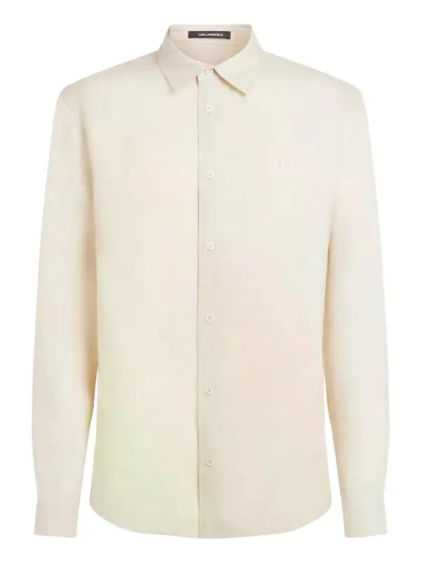 Karl Lagerfeld Embroidery Linen Shirt - Neutrals