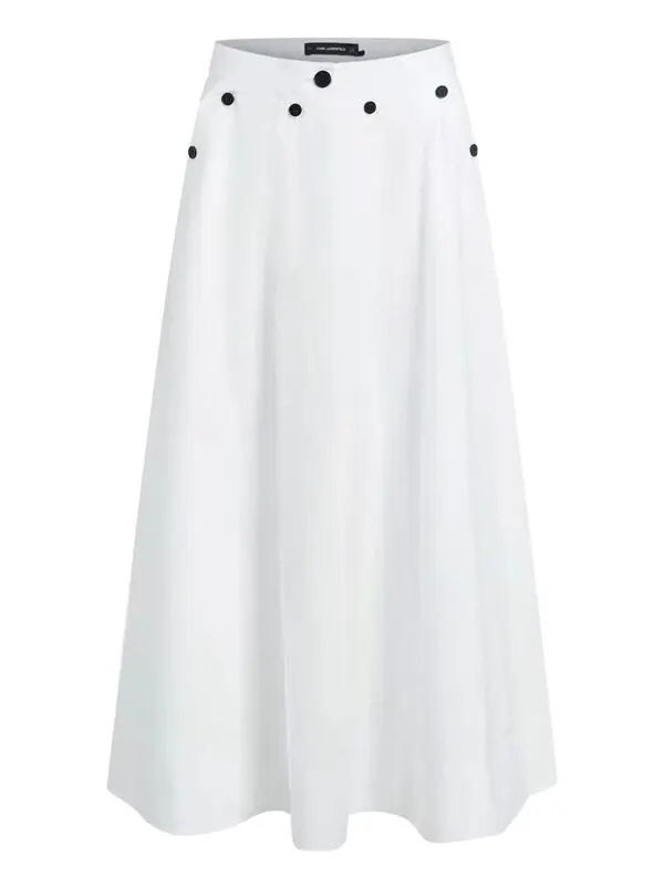 Karl Lagerfeld Button Detailed A-line Midi Skirt - White