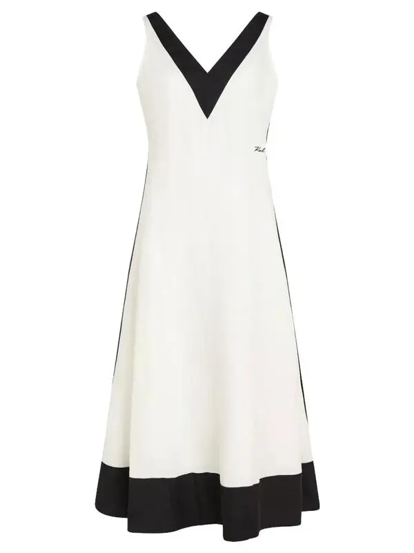 Karl Lagerfeld V-neck Midi Dress - White