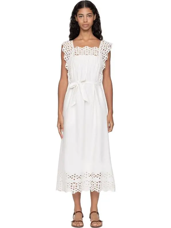 Sea Leila Eyelet Midi Dress - White