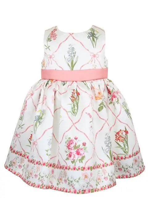 ZUNIE Lattice Floral Print Party Dress - Ivory Multi