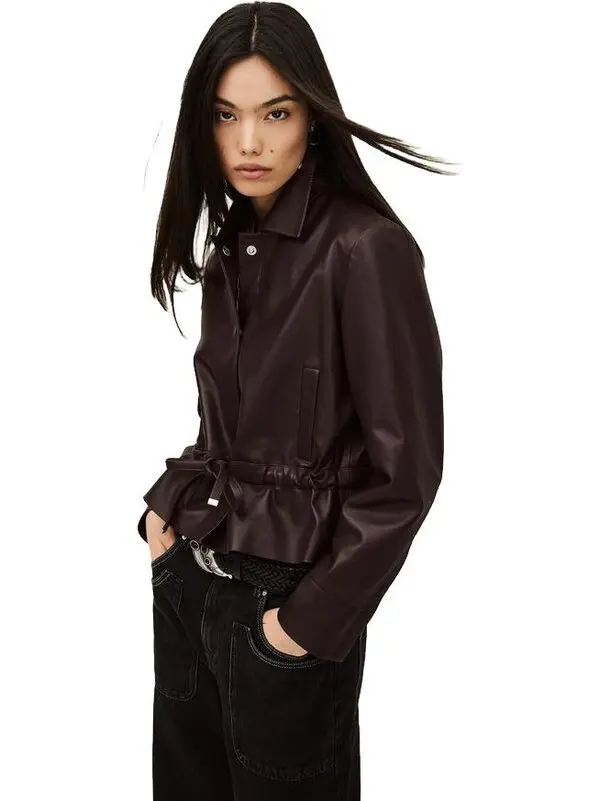 Ba&sh Manita Cropped Leather Jacket - Purple