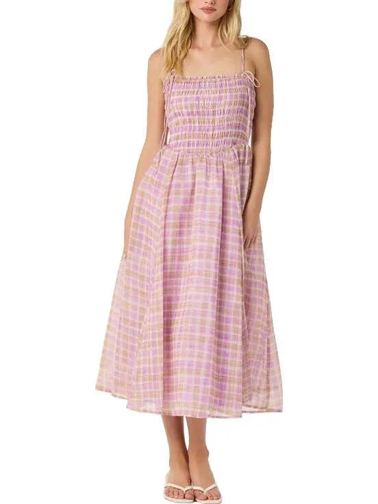 Astr The Label Lahela Plaid Sundress - Pink Plaid