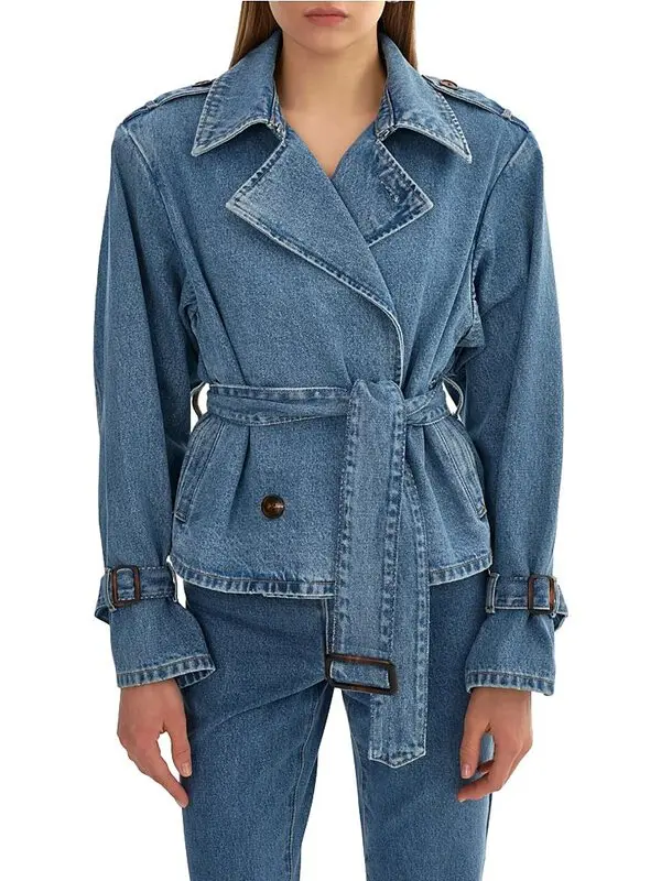 LAMARQUE Dhana Denim Trench Jacket - Blue Denim Wash