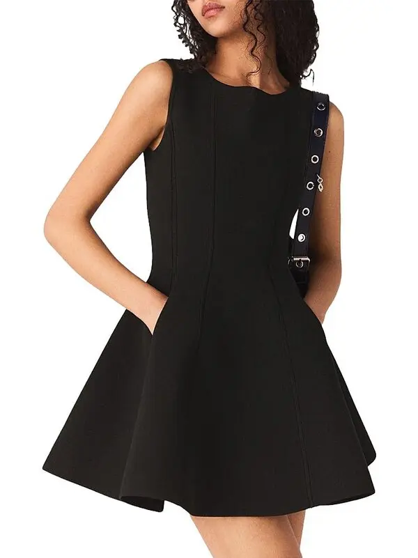 Maje Skater Dress With Embellished Bows - Black