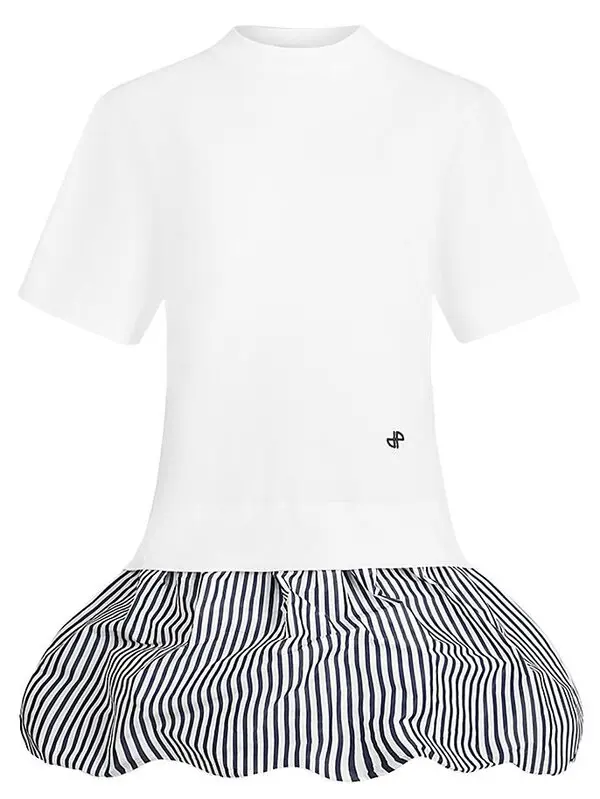 Patou Mixed Media Tee Dress - Stripe