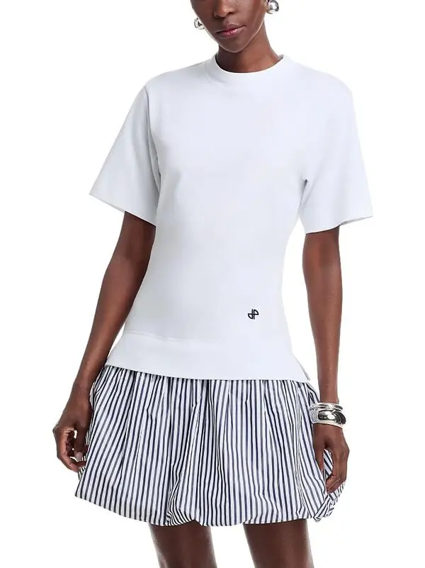 PATOU Mixed Media Tee Dress - Stripe