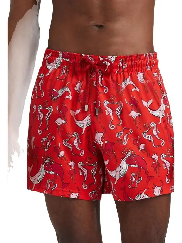 Vilebrequin Printed 5.5" Swim Trunks - Coquelicot