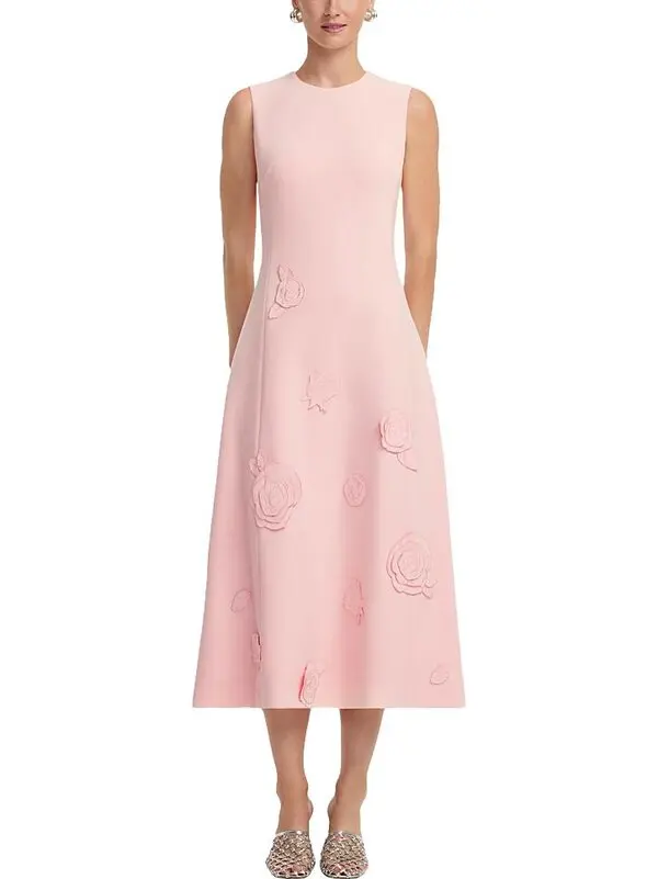 LEO LIN Cleo Applique Sleeveless Midi Dress - Blush Pink