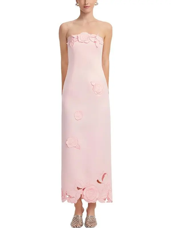 LEO LIN Rayna Applique Bustier Maxi Dress - Blush Pink