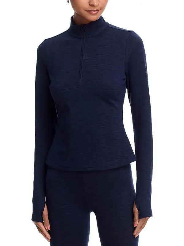 Splits59 Stevie Active Rib Half Zip Top - Heather Indigo