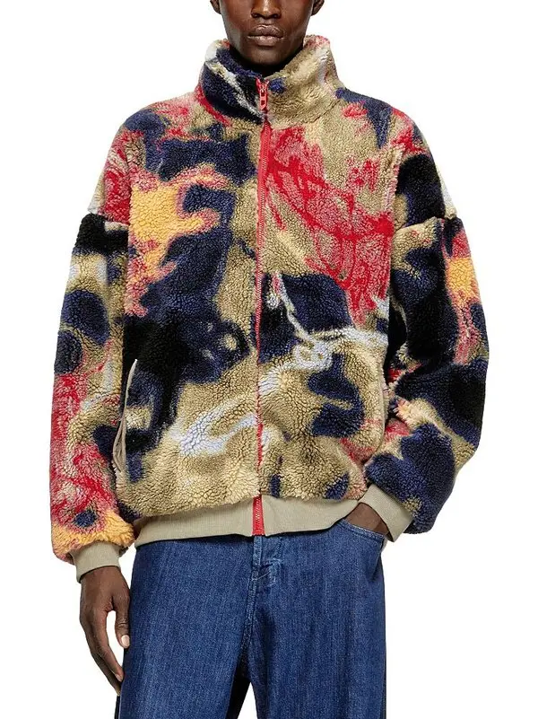 DIESEL® Luke Fluffy Jacquard Fleece Jacket - Gold