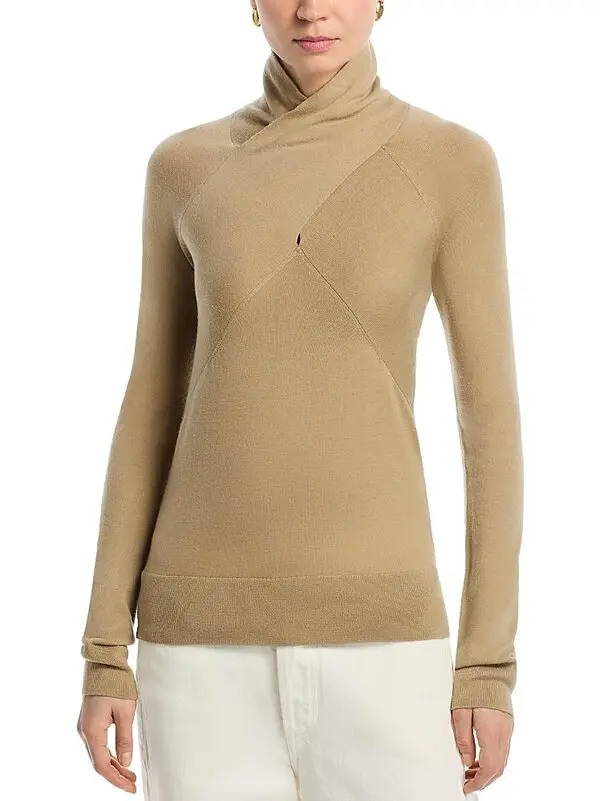TOTEME Crossover Merino Knit Sweater - Open Brown