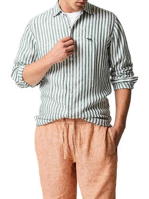 Rodd & Gunn Seadown Linen Striped Shirt - Forest
