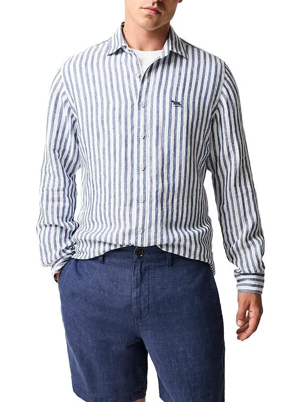 Rodd & Gunn Seadown Linen Striped Shirt - French Navy