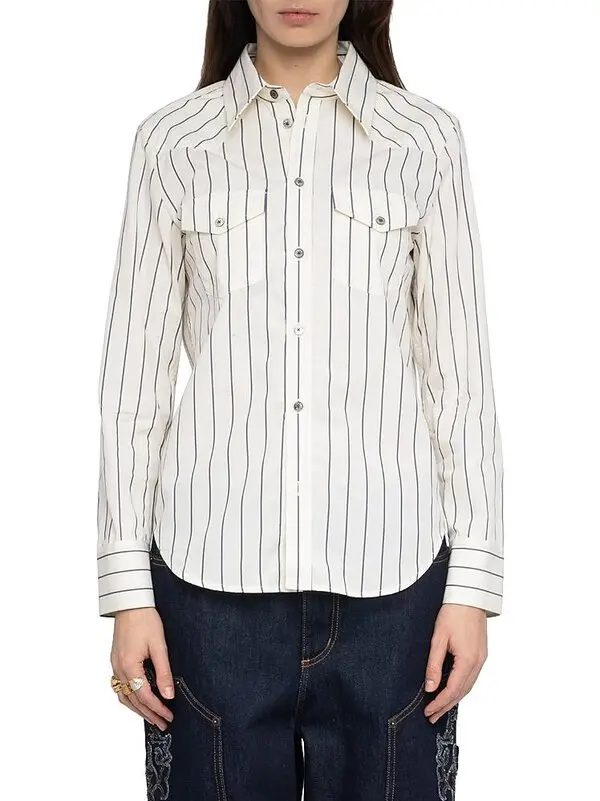 Zadig&Voltaire Thelma Striped Cotton Shirt - Pear