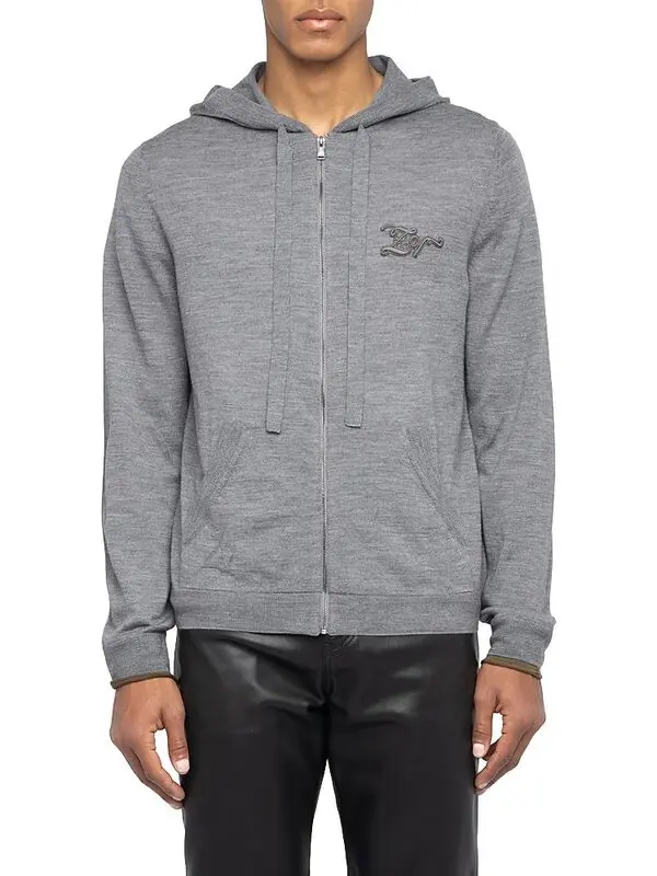Zadig&Voltaire Double Cuff Logo Hoodie - Gris Chine