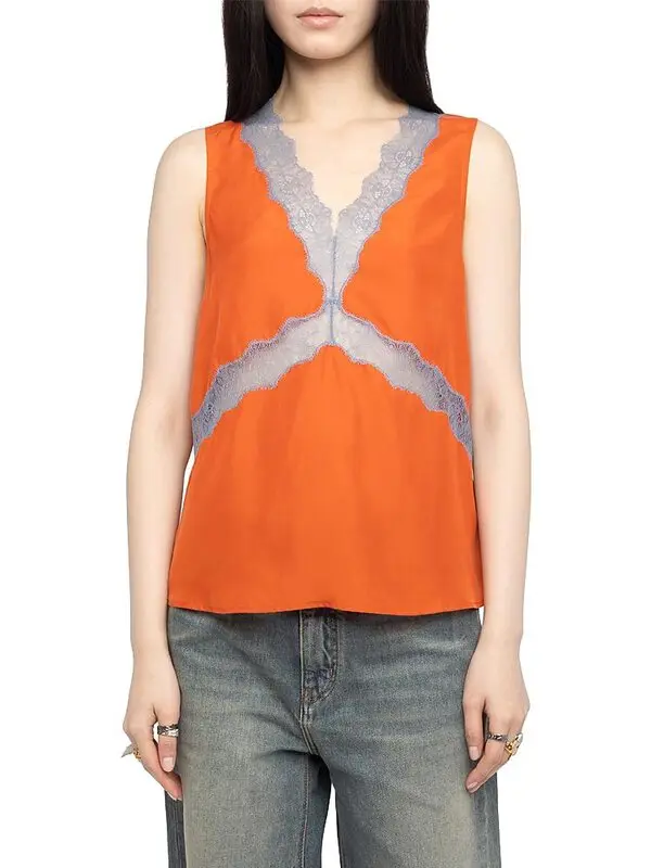 Zadig&Voltaire Tasao Silk Camisole Top - Tangerine