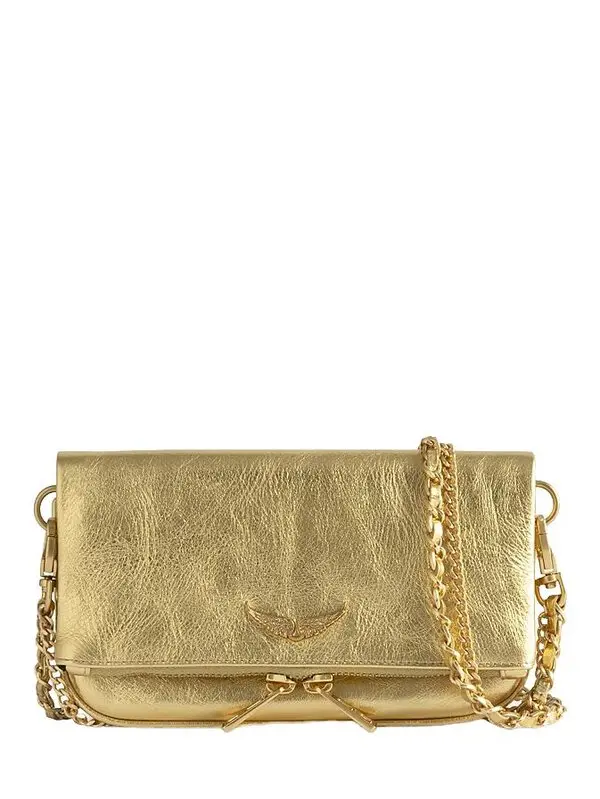 Zadig&Voltaire Rock Nano Vintage Metallic Leather Shoulder Bag - Gold