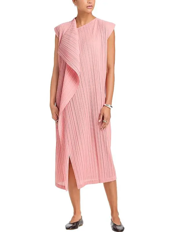 Issey Miyake Draped Midi Dress - Coral Pink