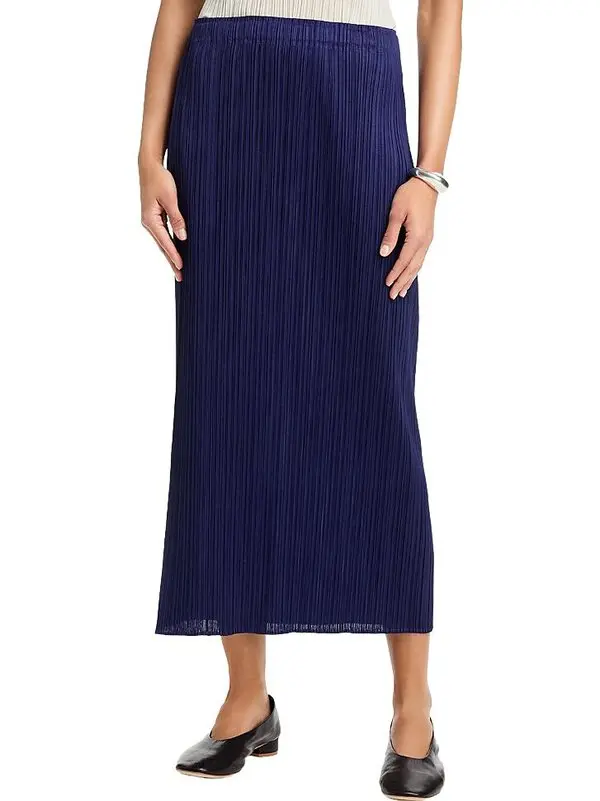 Issey Miyake Pleated Midi Skirt - Navy