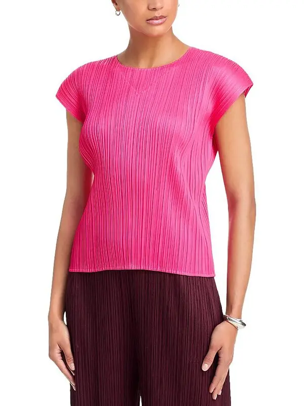 Issey Miyake Monthly Colors June Cap Sleeve Top - Bright Pink