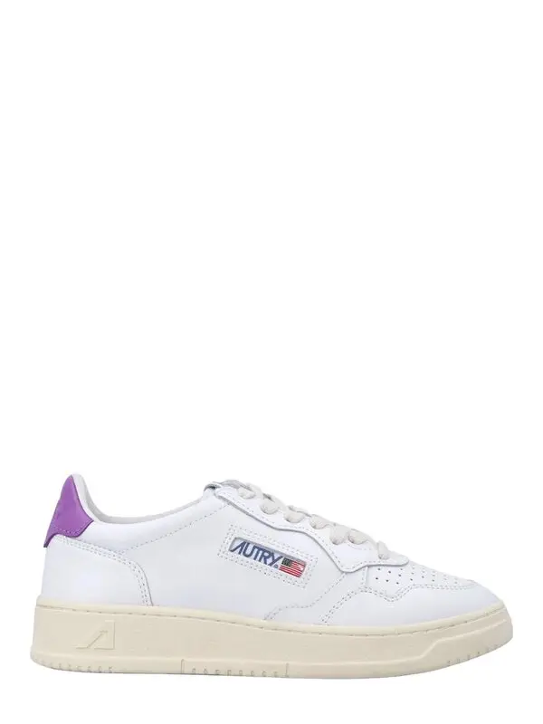 AUTRY Medalist Leather Low Top Sneakers - White/dewberry
