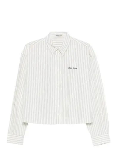 Miu Miu Striped Poplin Shirt - Cream