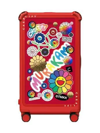 TAKASHI MURAKAMI X Casetify Flowers Sticker Mania 29 Checkin Trunk Suitcase - Cherry Red