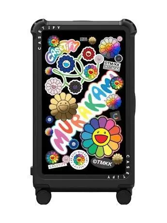 TAKASHI MURAKAMI X Casetify Flowers Sticker Mania 29" Checkin Trunk Suitcase - Matte Black