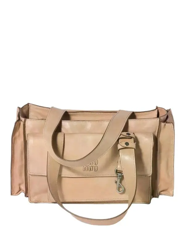 Miu Miu Utilitaire Leather Shoulder Bag - Neutrals