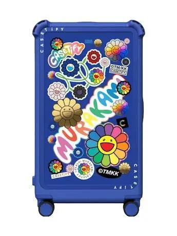 TAKASHI MURAKAMI X Casetify Flowers Sticker Mania 29 Checkin Trunk Suitcase - Cobalt Blue