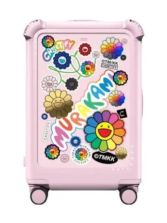 TAKASHI MURAKAMI X Casetify Flowers Sticker Mania Carryon Suitcase - Glossy Primrose Pink
