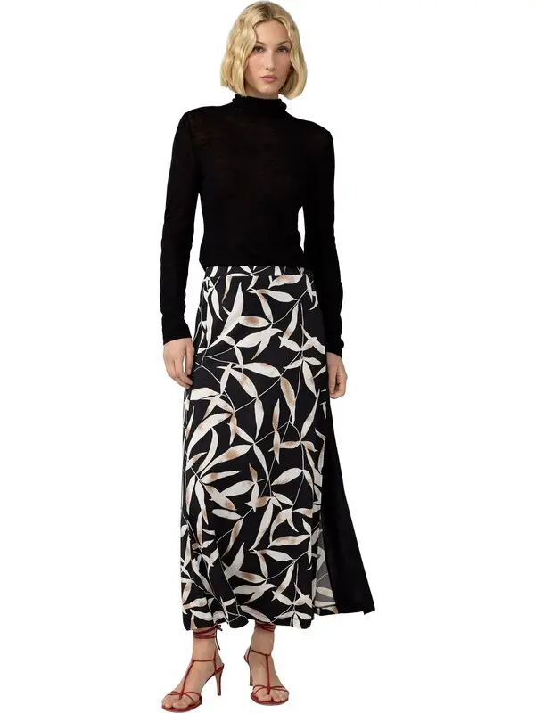 Diane Von Furstenberg Isadora Midi Skirt - Bay Leaf  Black And Black