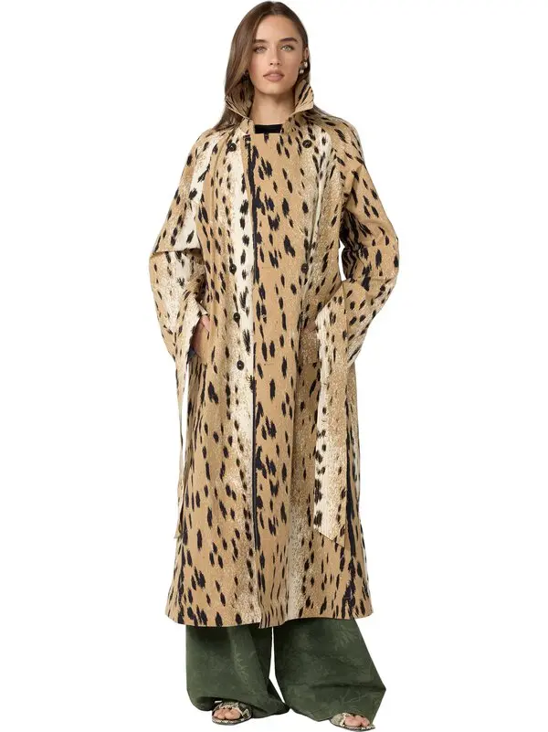 Diane Von Furstenberg Kamirah Trench - Giant Leopard Fawn Neutral