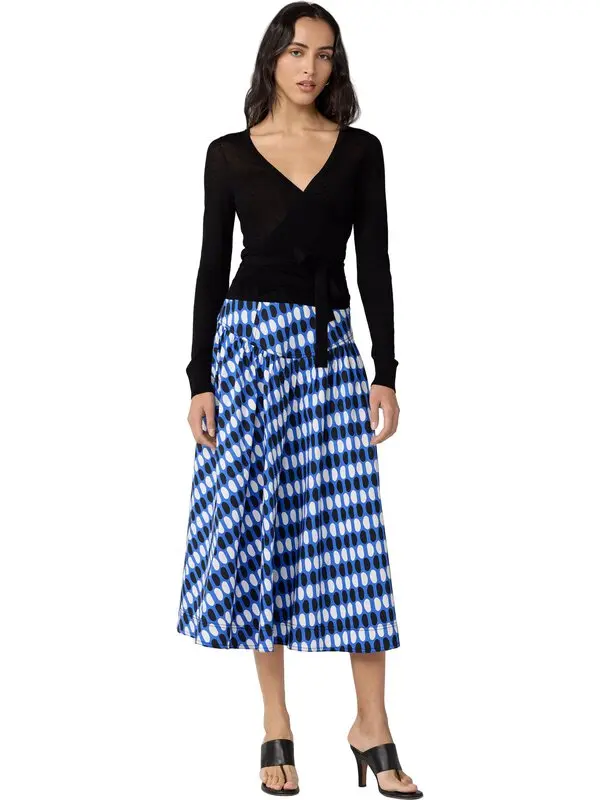Diane Von Furstenberg Suni Midi Skirt - Jelly Dot Aquarius