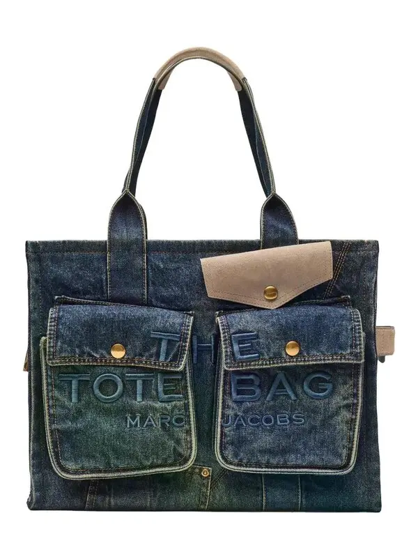 Marc Jacobs Denim Tote Bag With Suede Pocket - Blue