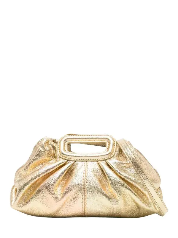 Maje Mini Ruched Leather Clutch - Gold