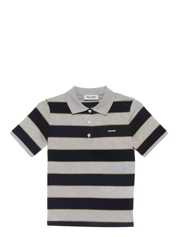 Miu Miu Striped Polo Shirt - Grey