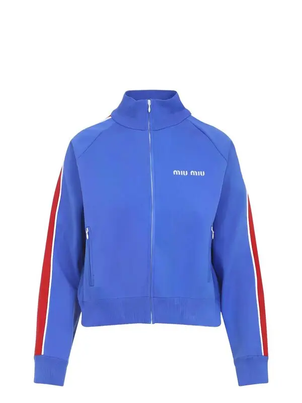 Miu Miu Stripe Zip-up Sweatshirt - Blue
