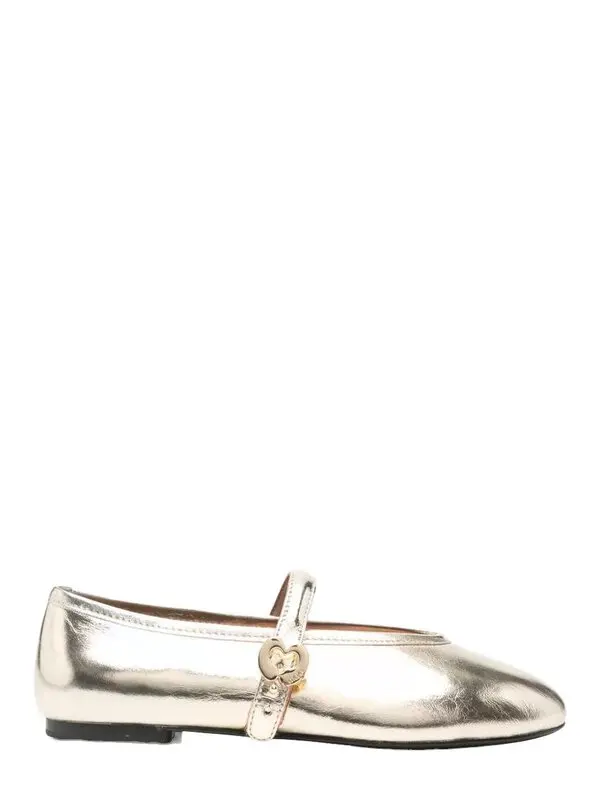 Maje Metallic Crinkled Strap Ballet Flats - Gold