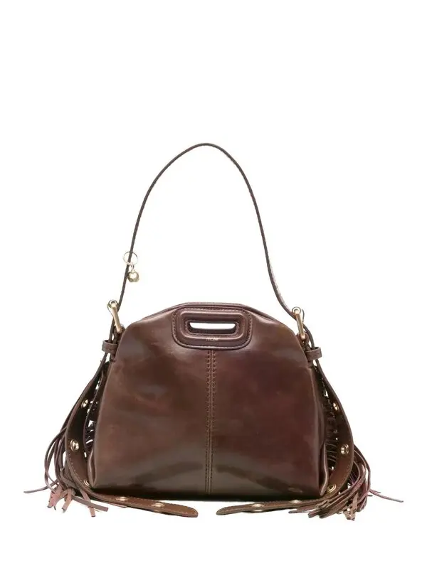 Maje Mini Miss M Fringed Leather Tote Bag - Brown