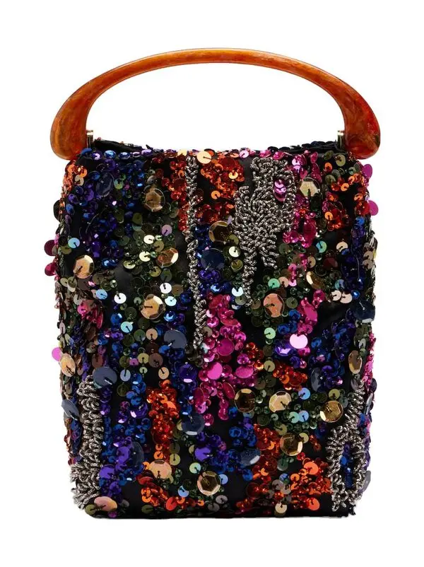 Dries Van Noten Small Sequined Satin Top-handle Bag - Multicoloured