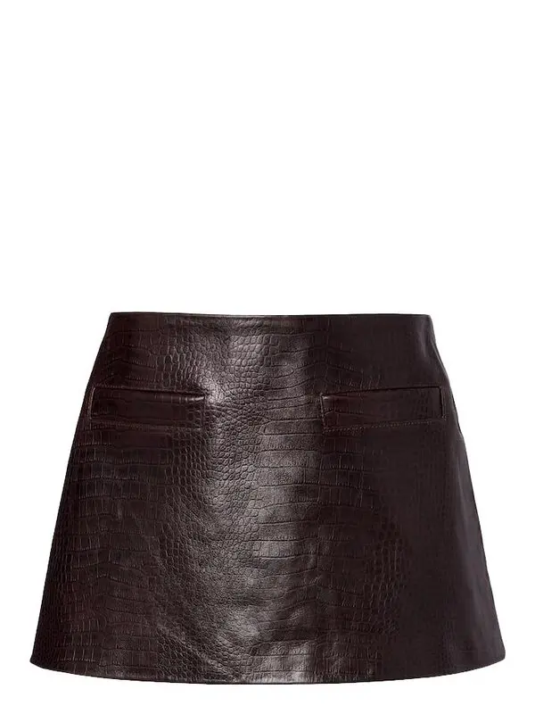 THE FRANKIE SHOP Croc-effect Leather Miniskirt - Brown