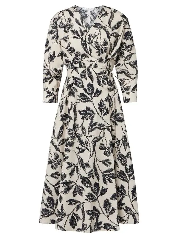 Max Mara Camino Printed Cotton Wrap Dress - White